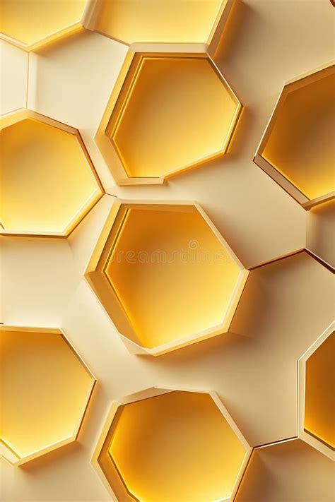 Honeycomb Design Featuring Illuminated Hexagonal Patterns In Warm Tones