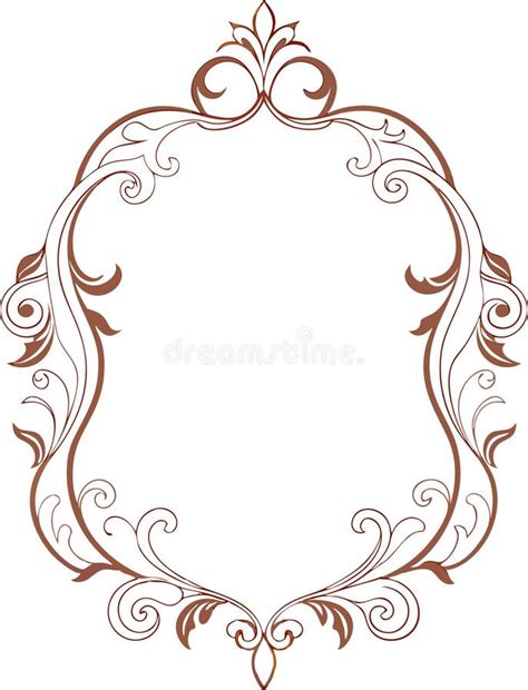 Ornate Rococo Floral Frame Elegant Clipart Stock Illustration