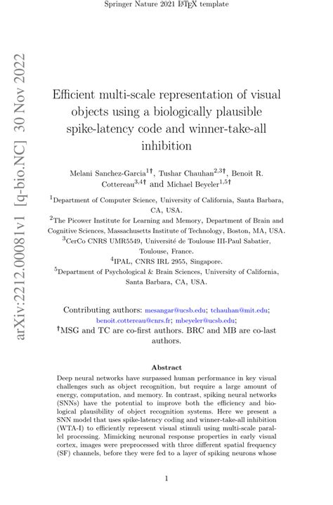pdf efficient multi scale representation of visual objects using a biologically plausible
