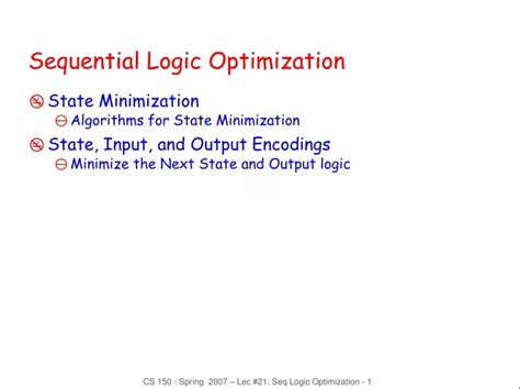 ppt sequential logic optimization powerpoint presentation free