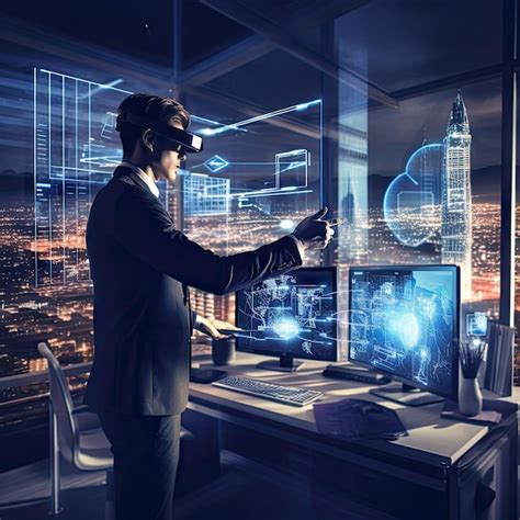 Premium Photo Iot Businessman Working And Touching Virtual