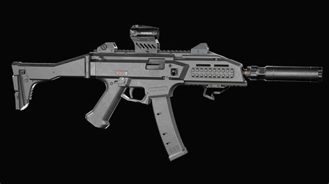 3d Model Tactical Modular Smg Cz Scorpion Evo 3 A1 Vr Ar Low Poly
