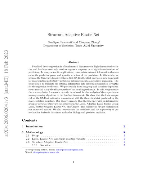 pdf structure adaptive elastic net