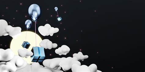 밤하늘에 떠있는 풍선과 선물 상자의 배경 이미지 별이 빛나는 밤 새해 카드 생일 카드 3d 일러스트 레이 션 0명에 대한 스톡 사진 및 기타 이미지 Istock