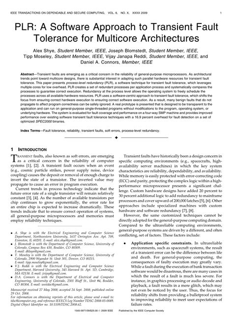 Pdf Plr A Software Approach To Transient Fault Tolerance For Multicore Architectures
