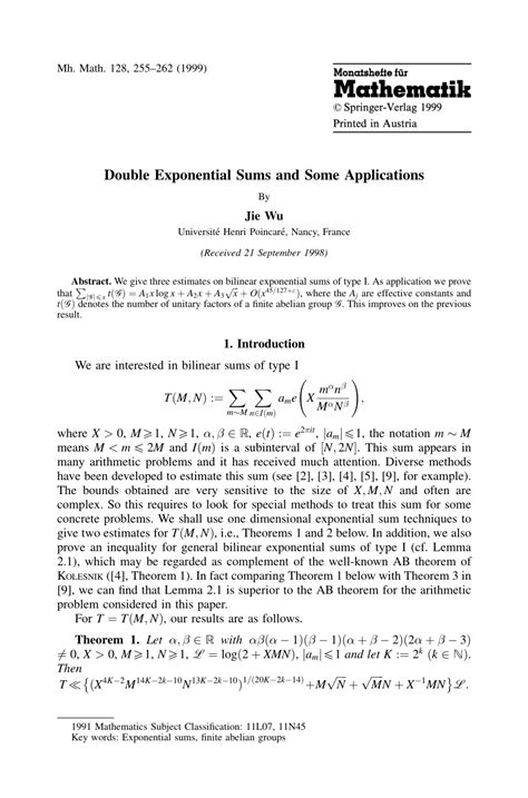 Pdf Double Exponential Sums And Some Applications