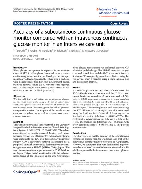 Pdf Accuracy Of A Subcutaneous Continuous Glucose Monitor Compared