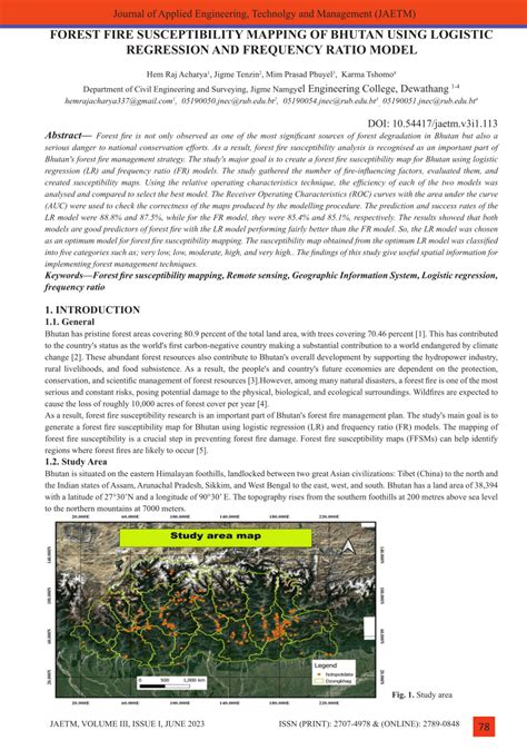 Pdf Forest Fire Susceptibility Mapping Of Bhutan Using Logistic Regression And Frequency Ratio