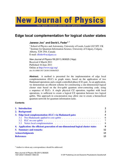 Edge Local Complementation For Logical Cluster States Request Pdf