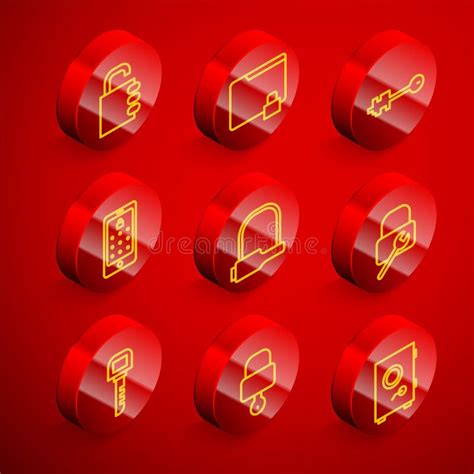 Set Line Safe Combination Lock Folder And Old Key Mobile Graphic