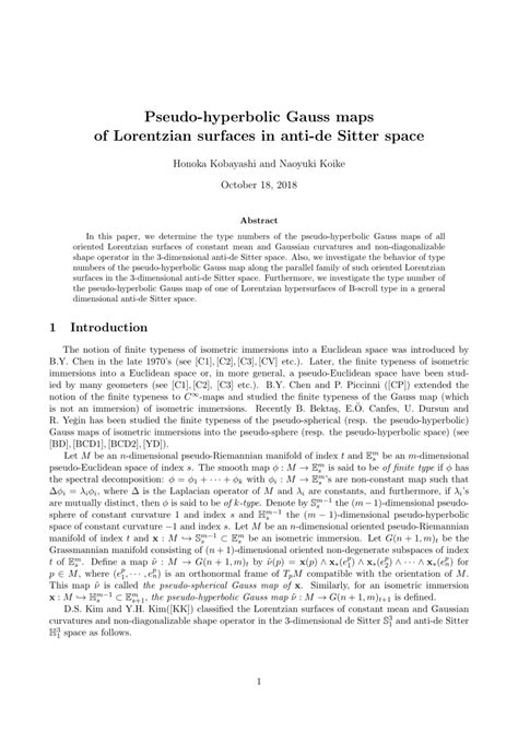 Pdf Pseudo Hyperbolic Gauss Maps Of Lorentzian Surfaces In Anti De Sitter Space