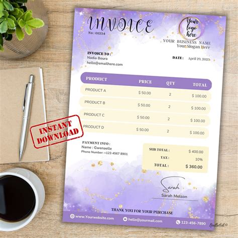 Invoice Template Invoice Generator Consulting Invoice Etsy
