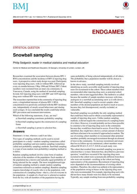 Pdf Snowball Sampling