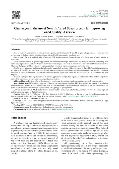 Pdf Challenges In The Use Of Near Infrared Spectroscopy For Improving