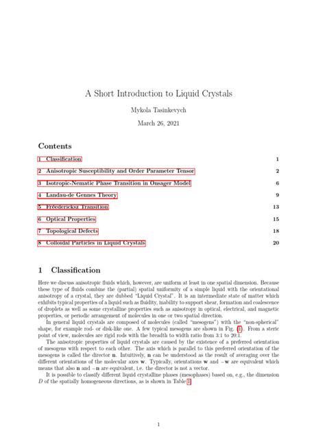 Lcnotesv3 Pdf Liquid Crystal Chemistry