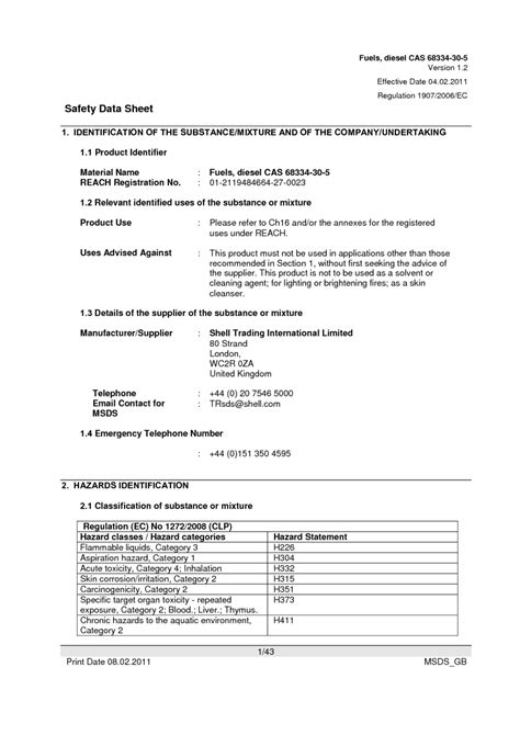 Fuels Diesel Msds Download