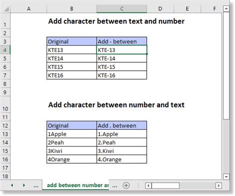 Excel Add Text And Number Into Specified Position Of Cell