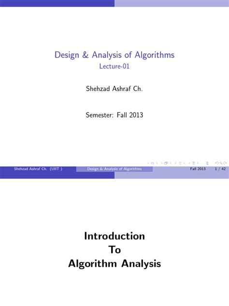 Design And Analysis Of Algorithms Lecture 01 Pdf Algorithms Time