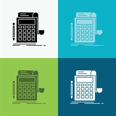Accounting Audit Banking Calculation Calculator Icon Over Various Background Glyph Style