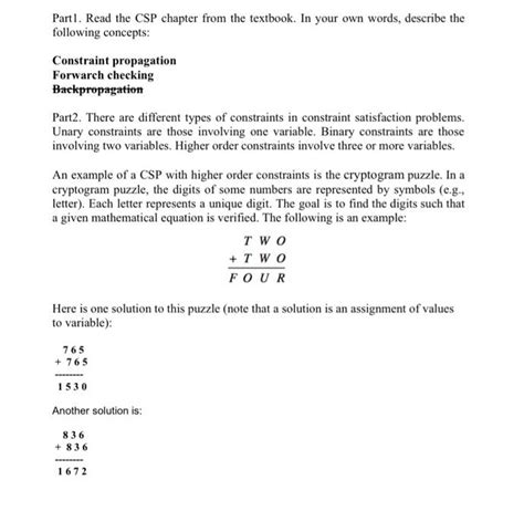 Solved Part1 Read The Csp Chapter From The Textbook In