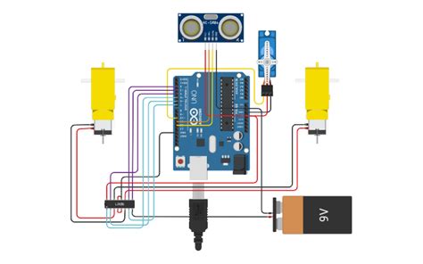 Circuit Design Obstacle Avoider Tinkercad