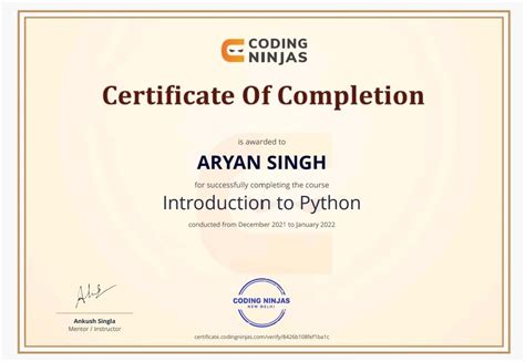 Aryan Singh On Linkedin Python Codingninjas Completed
