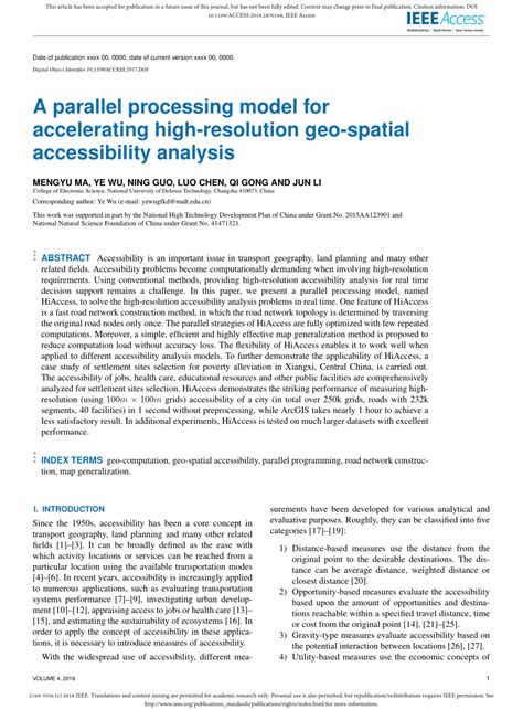 Pdf A Parallel Processing Model For Accelerating High Resolution Geo Spatial Accessibility