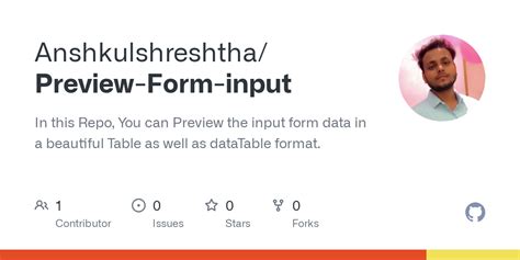 Github Anshkulshreshthapreview Form Input In This Repo You Can Preview The Input Form Data