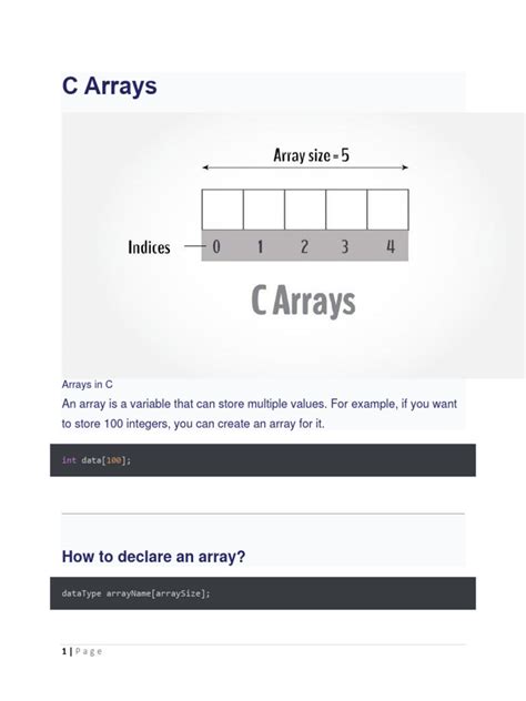 C Arrays Pdf Data Type Computer Engineering