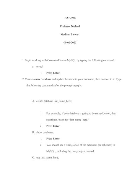 Dad 220 Module One Assignment Dad Professor Nieland Madison Stewart 09 02 Begin Working With