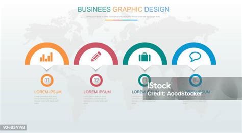 Infographic 요소 전체에서 비즈니스 아이콘 색상 배경 원 프로세스 또는 단계 및 옵션 워크플로 다이어그램 디자인 요소 Eps10 그림을 벡터 0명에 대한 스톡 벡터