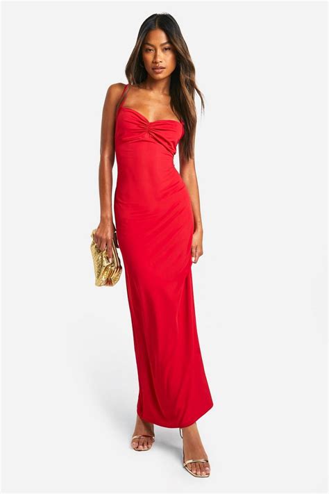 Premium Matte Slinky Ruched Bust Maxi Dress Boohoo Uk