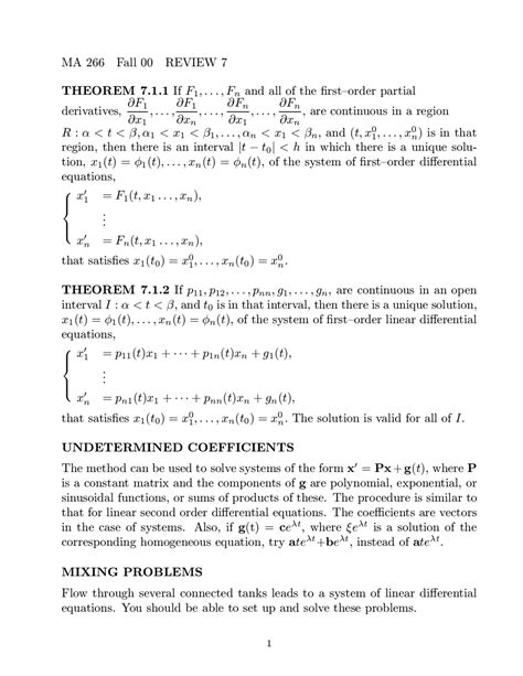 12 Questions With Answer Review Sheet Differential Equations Ma 26600 Docsity