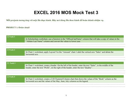 Excel Mock test 3 cxcxsdf EXCEL 2016 MOS Mock Test 3 Mỗi projects tương ứng với một file