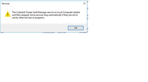 cyberark vault cluster manager service is not running
