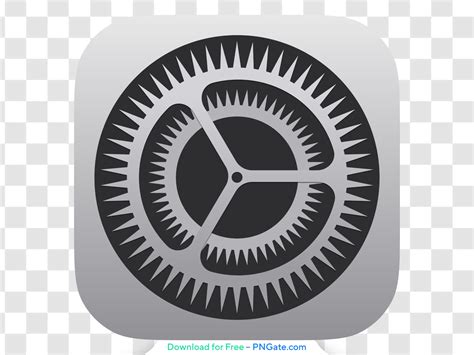 Settings Ios App Icon Gear Design Silver Black Squircle Free Png Pngate