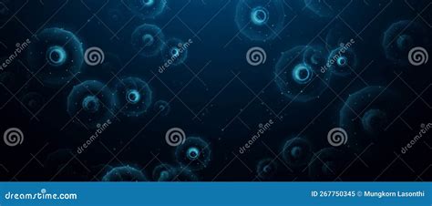 Low Poly Wireframe Human Cell Or Embryonic Stem Cell Microscope