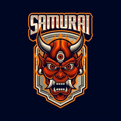 Esport 및 스포츠 로고 팀을 위한 벡터 사무라이 마스코트 로고 템플릿 프리미엄 벡터