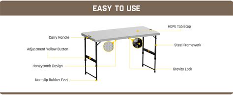 Fanttikoutdoor Folding Table 4 Foot Effortless Quick