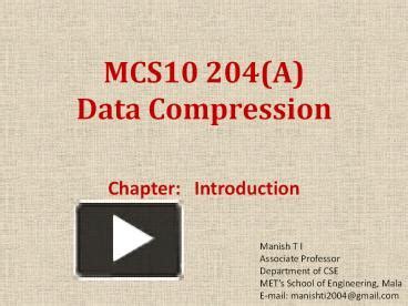 Introduction To Data Compression Presentation Free To Download