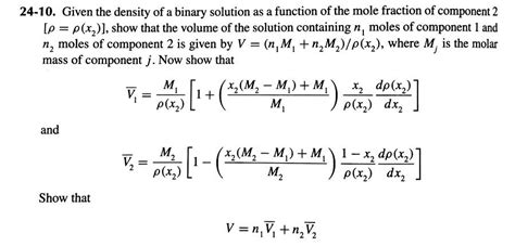 solved given the density of a binary solution as a functi