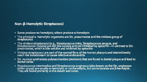 Streptococcus Species Lancefield Group Typical Hemolysis Diagnostic Features