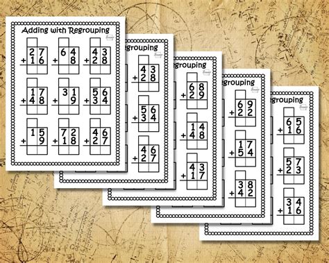Addition With Regrouping Anchor Chart With 5 Addition Practice Sheets Addition Anchor