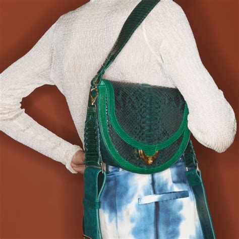 Green Mix Python Big Victoria Bag