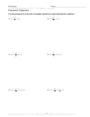 Mastering Parametric Equations A Comprehensive Worksheet Guide Course Hero