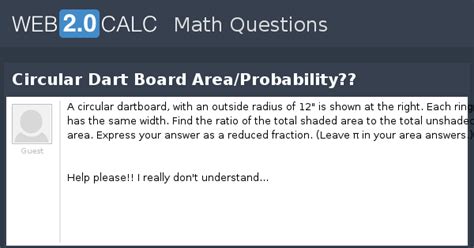 View Question Circular Dart Board Areaprobability View Question Circular Dart Board Areaprobability