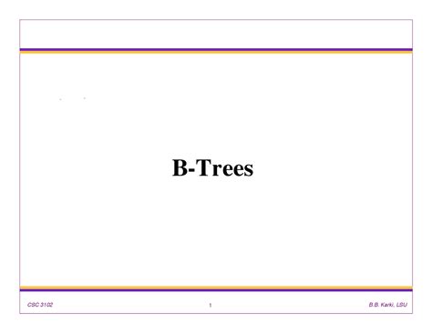 Lecture Slides On B Trees Advanced Data Structures Csc 3102 Docsity