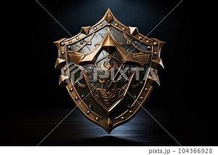 黒背景の中にある中世の盾（ai生成画像）のイラスト素材 [104366928] Pixta