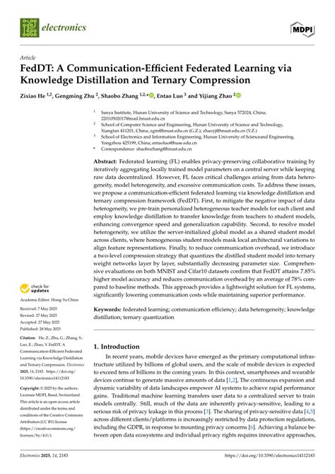 Pdf Feddt A Communication Efficient Federated Learning Via Knowledge Distillation And Ternary