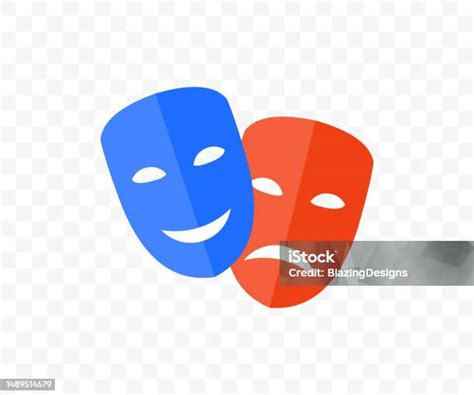 투명한 배경에 가장 무도회 벡터 아이콘입니다 연극 마스크 코믹하고 비극적 인 마스크 행복하고 불행한 전통 극장의 상징 코미디와 비극 벡터 디자인과 일러스트레이션